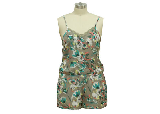 China Disperse Printing Womens One Piece Pajamas , Womens Party Jumpsuit Camisole Style supplier