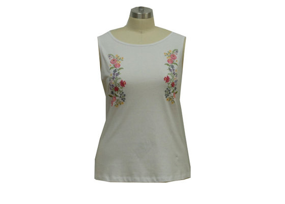 China Cotton Jersey Embroidery Ladies Tank Tops Crew Neck Camisole OEM / ODM supplier