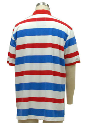 Customized Yarn Dyed Polo T Shirts , Red White And Blue Striped Polo Shirt supplier