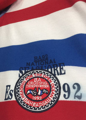 Customized Yarn Dyed Polo T Shirts , Red White And Blue Striped Polo Shirt supplier