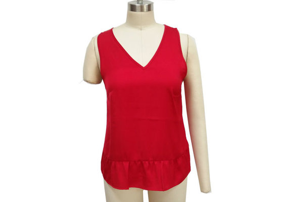 Popular Ladies Summer Tank Tops , Holiday Style Lace Back Flounce Tank Top supplier