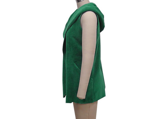Stylish Green Ladies Tank Tops Hooded Open Front Sleeveless Cardigan Vest supplier