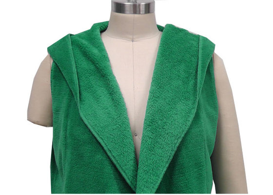 Stylish Green Ladies Tank Tops Hooded Open Front Sleeveless Cardigan Vest supplier