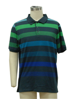 Formal Mens Polo T Shirts Yarn Dye Stripes With Fader Colors Eco Friendly supplier