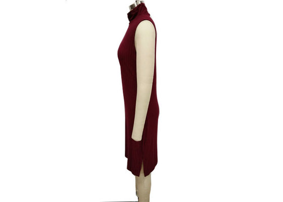 Burgundy High Neck High Neck Casual Dresses , Comfortable B Slim Dresses For Ladies supplier