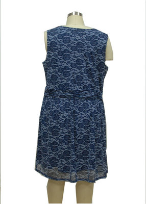 Lace Pattern Knee Length Casual Summer Dresses , Ladies Holiday Dresses Round Neck supplier