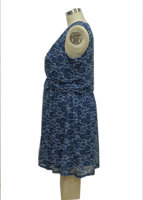 Lace Pattern Knee Length Casual Summer Dresses , Ladies Holiday Dresses Round Neck supplier