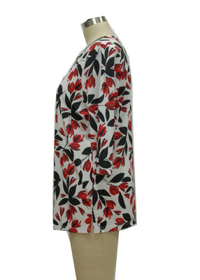 Flowered Printed Fancy Ladies Casual T Shirts Women'S 3 4 Length Sleeve Tops supplier