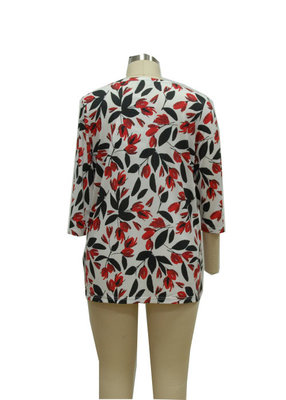 Flowered Printed Fancy Ladies Casual T Shirts Women'S 3 4 Length Sleeve Tops supplier