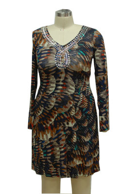 Shining Studs Ladies Long Spring Dresses , Bodycon Long Sleeve Deep V Neck Dress supplier