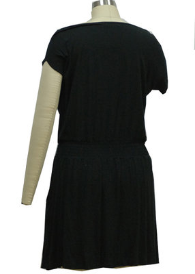 T Shirt Type Printed Women'S Casual Dresses / Casual Sporty Dresses Smocking Waistband supplier