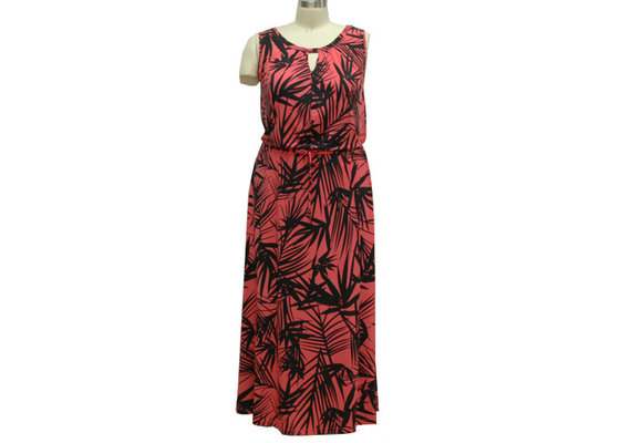 Full Length Short  Sleeve Chiffon Maxi Dress , A Line Summer Casual Dresses Leaf Printed supplier