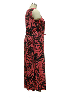 Full Length Short  Sleeve Chiffon Maxi Dress , A Line Summer Casual Dresses Leaf Printed supplier