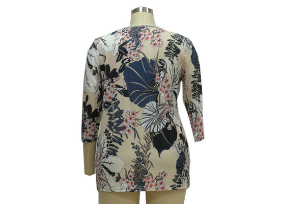Ladis Shirt Little V-Neckline Shiny Reinstone Decoration 3/4 Sleeves Digital Printing Ladies Fashion Shirt supplier