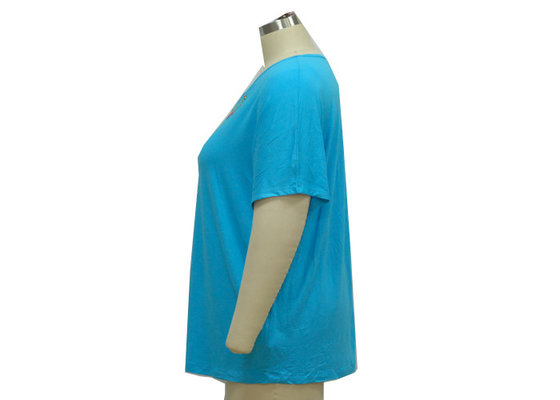 Women's Fashion 1/2 Sleeves Shirt  V-Necline With Puff Print Decoration Casual Shirt Short Sleeve Shirt supplier