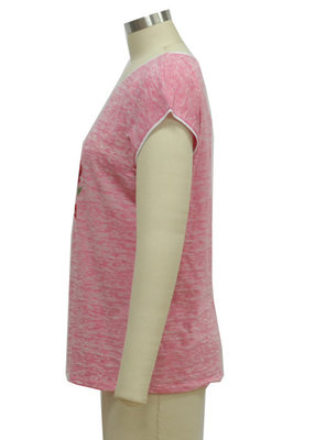 Ladies Casual Shirt Short Sleeve Burn Out Fabric Thin Fabric Fashion Shirt Place Print supplier