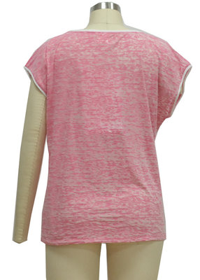 Ladies Casual Shirt Short Sleeve Burn Out Fabric Thin Fabric Fashion Shirt Place Print supplier