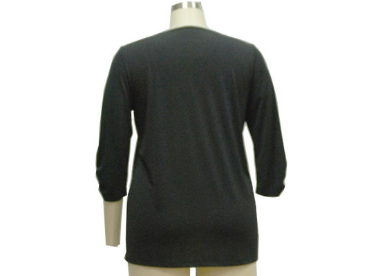 V Neck Ladies Casual T Shirts Three Quarter Sleeve Tops Bling Neckties Decoration supplier