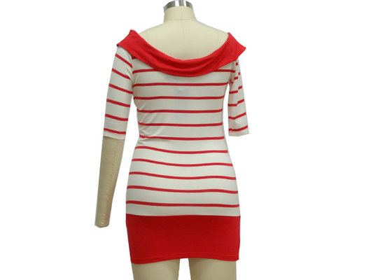 Stylish Summer Casual Ladies Wear Red And White Striped Short Sleeve Shirt supplier