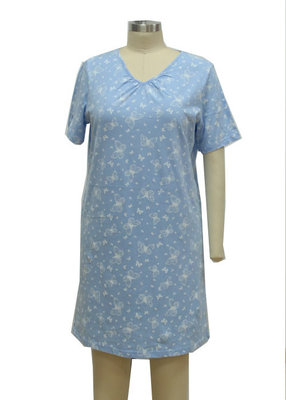 Print Single Jersey Ladies Night Dresses Sleepwear Summer Cotton Nightgowns supplier