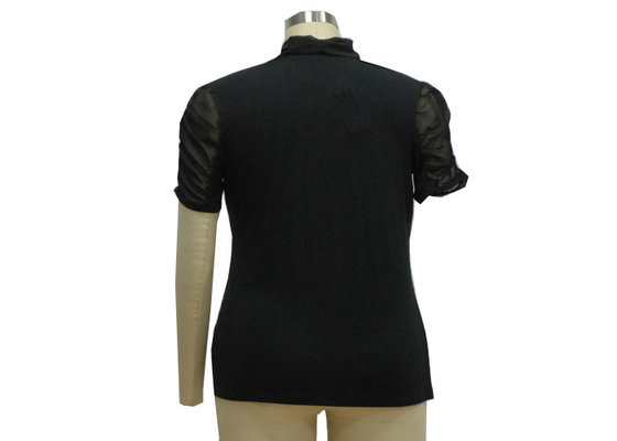 Front Neck With Decorative Tape Short Sleeves Causal Softwear Shirt For Middle Age Ladies supplier