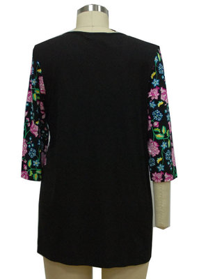 Soft Women'S Three Quarter Length Sleeve Shirts , Vintage Ladies Floral T Shirt supplier