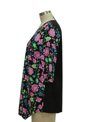 Soft Women'S Three Quarter Length Sleeve Shirts , Vintage Ladies Floral T Shirt supplier