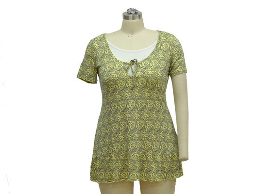 Ladies Casual Short Sleeve Slim Body Fit Dresses Front Butterfly Ties Contrast Inside Layer supplier