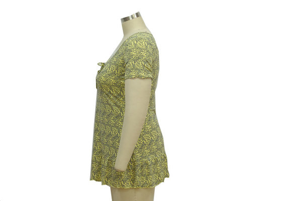 Ladies Casual Short Sleeve Slim Body Fit Dresses Front Butterfly Ties Contrast Inside Layer supplier