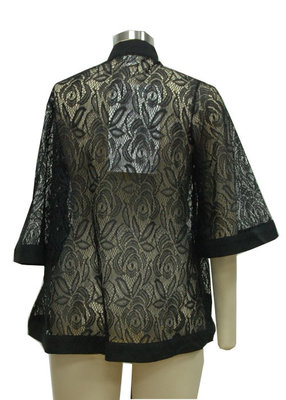 3 4 Sleeve Womens Kimono Blouse , Plus Size Lace Kimono Cardigan Lightweight supplier