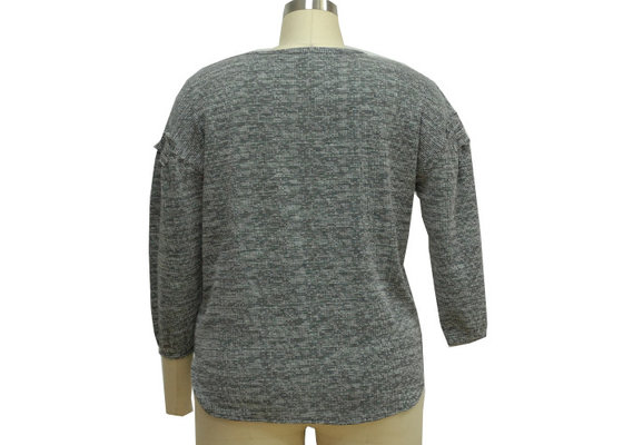 O Neck Loose Fit Ladies Casual T Shirts 3/4 Puff Sleeve Twisted MÉLange Rib supplier