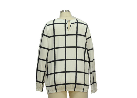Checks Patterned Office Ladies Casual T Shirts Basic Womens Tees Custom Size supplier