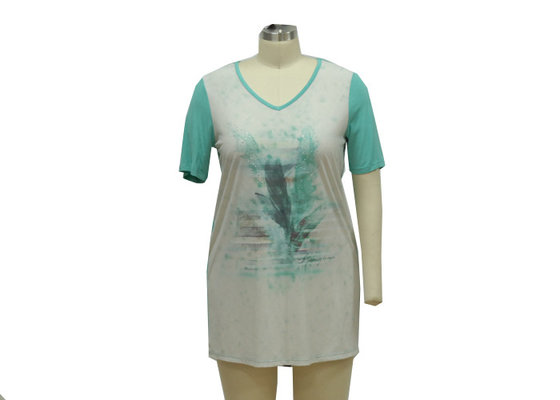1/2 Elbow Length Sleeve Women'S T Shirts , Women'S Loose V Neck T Shirts Multi Colored supplier