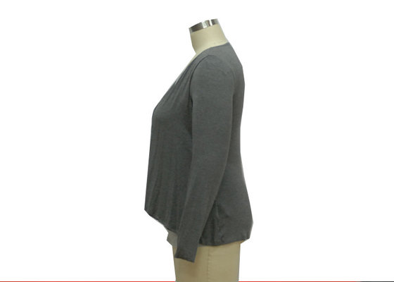 Ladies Casual Long Sleeve T Shirt Open Front Cardigan And Front Print With Metical Studs supplier