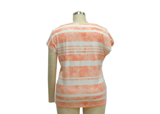 Allover Pigment Stripe Printing Ladies Casual Crew Shirt Shot Sleeves And Custom Front Foil Printing supplier