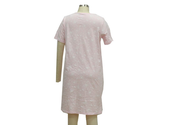 Natural 100 Cotton Short Sleeve Nightgown , V Neck Night Dress For Womens supplier