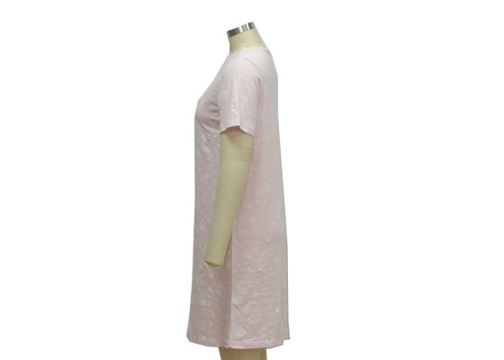 Natural 100 Cotton Short Sleeve Nightgown , V Neck Night Dress For Womens supplier