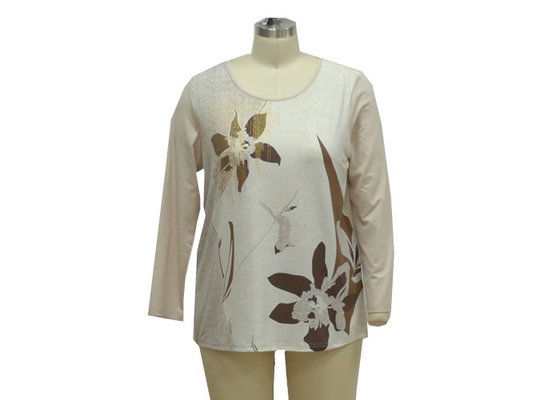 Flower Gold Foil Printing Ladies Casual T Shirts Women'S Spring Tops supplier