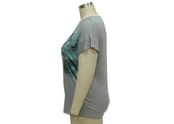 Overlapped SleevesLadies Casual T Shirts / Female T Shirt 40/42/44/46/48 Sizes supplier