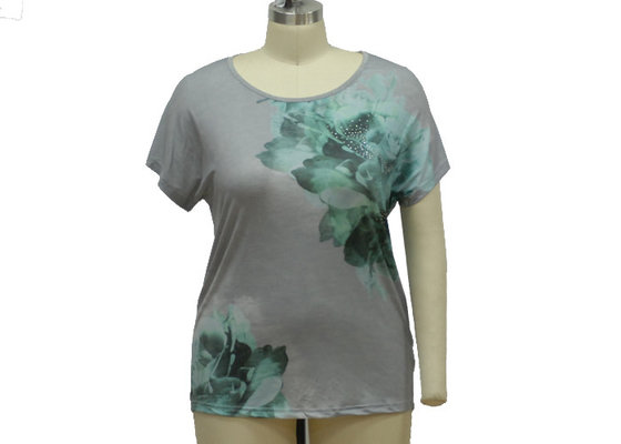 Overlapped SleevesLadies Casual T Shirts / Female T Shirt 40/42/44/46/48 Sizes supplier