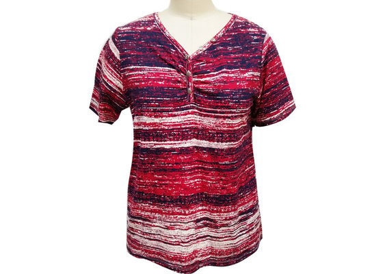 Irregularly Shape Ladies Striped T Shirt , Women'S Collared T Shirts Quick Dry supplier
