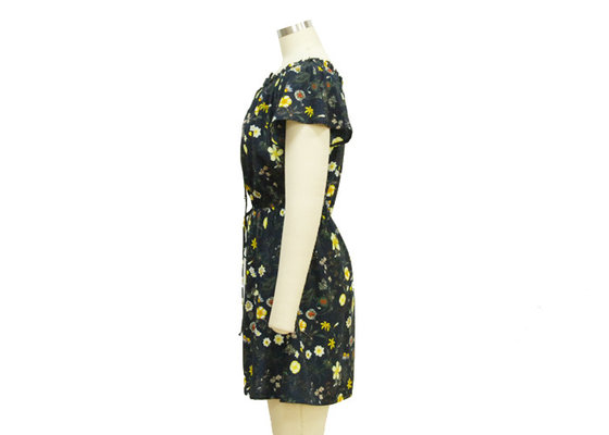 Short Sleeve Floral Maxi Dress , 100 Polyester Maxi Dress With Sleeves Swimwear Style supplier