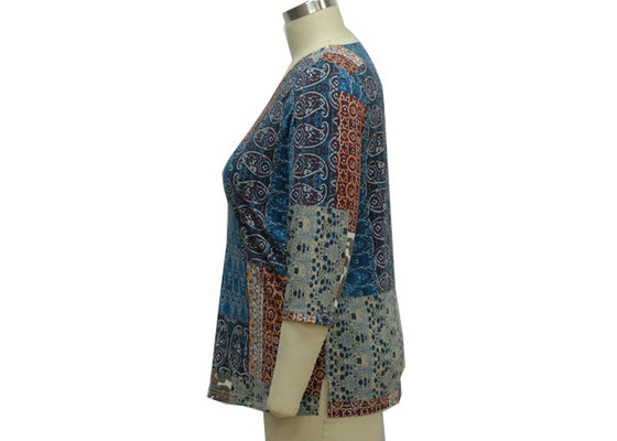Stone Patterned Ladies Casual T Shirts Dressy Womens Tops 200gsm Fabric Weght supplier