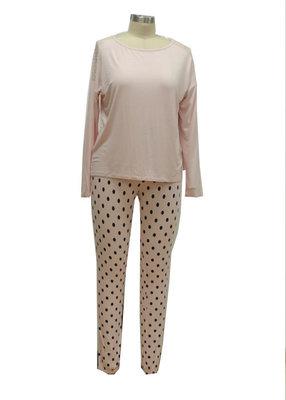 Homelike Spring / Fall Ladies Loungewear Sets Shallow Pink Mesh Shoulder supplier