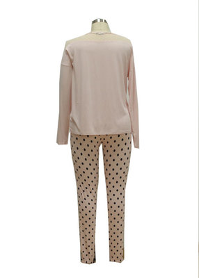 Homelike Spring / Fall Ladies Loungewear Sets Shallow Pink Mesh Shoulder supplier