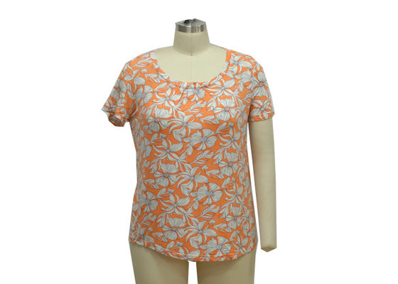 Breathable Ladies Viscose Tops , Reactive Printed Womens Casual Summer Outfits supplier
