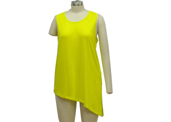 Super Comfort Yellow Patterned Cami Tops , Unique Ladies Sleeveless Tank Tops supplier