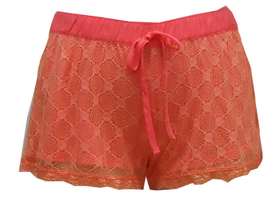 Silky Feeling Ladies Casual Shorts , Women'S Plus Size Elastic Waist Shorts Lace Layer supplier