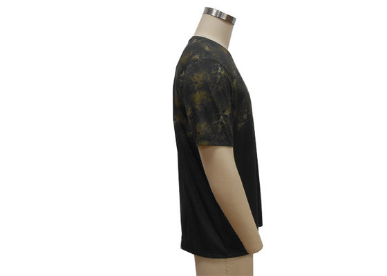 Round Neck T Shirts / Mens Short Sleeve Polo Shirts Allover Pigment Placement Printing supplier