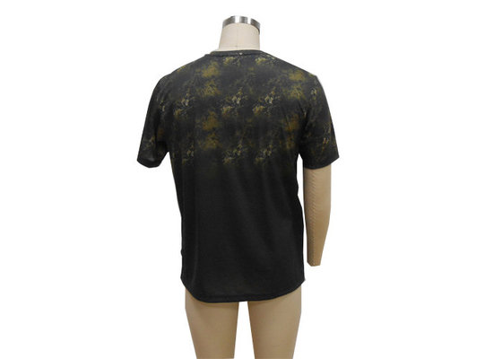 Round Neck T Shirts / Mens Short Sleeve Polo Shirts Allover Pigment Placement Printing supplier